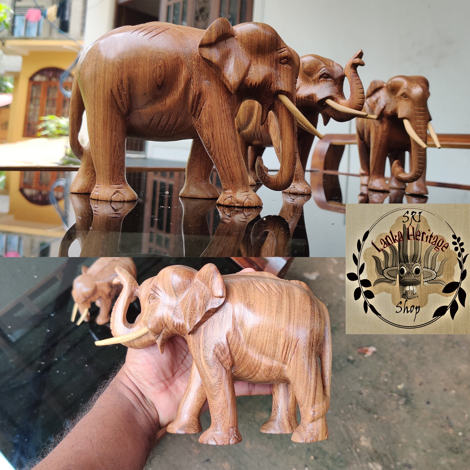 Hand Carved Wooden Elephant Wooden Elephant Statue Elephant Etsy Uk