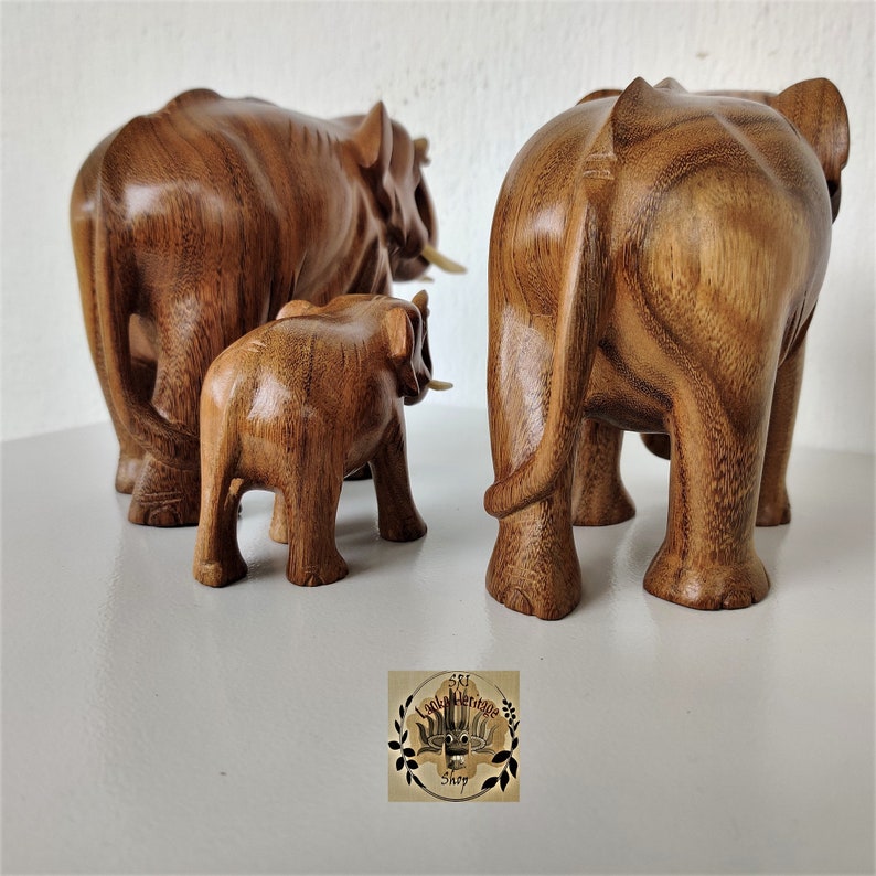 Wooden Elephant Family Carving Elephant Family Statue Baby - Etsy