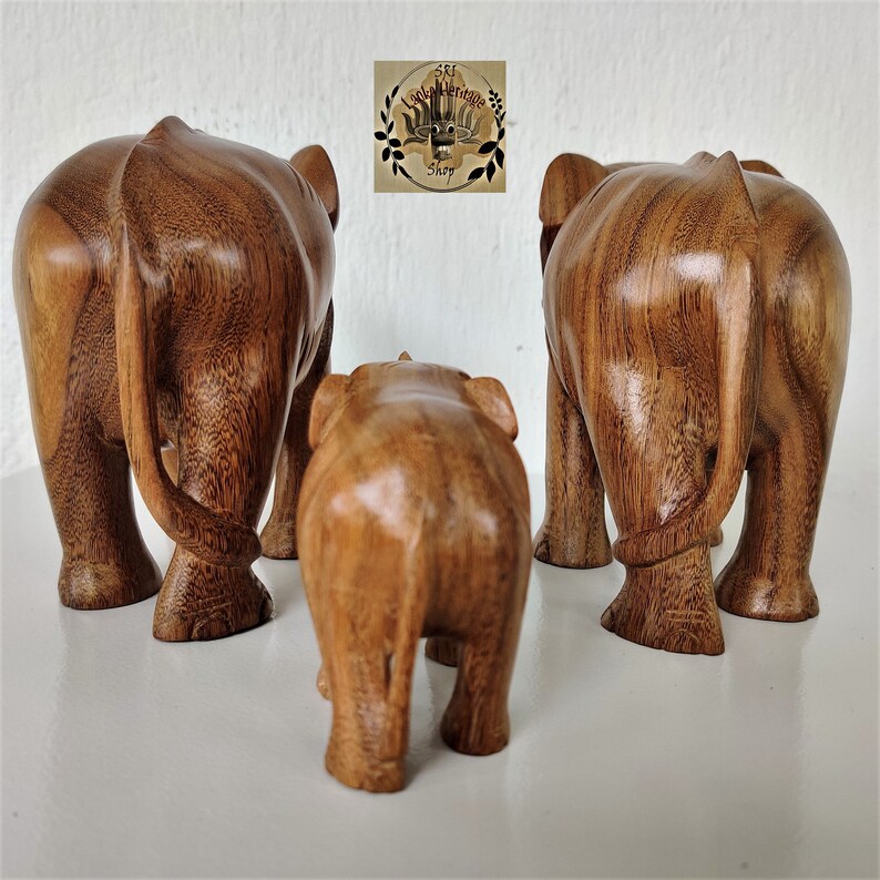 Wooden Elephant Family Carving Elephant Family Statue Baby - Etsy