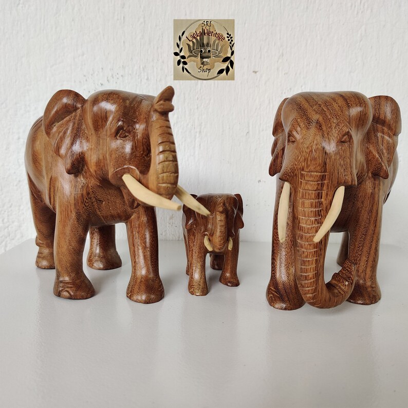 Wooden Elephant Family Carving Elephant Family Statue Baby - Etsy