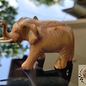 Hand Carved Wooden Elephant, Wooden Elephant Statue, Elephant Figurine ...