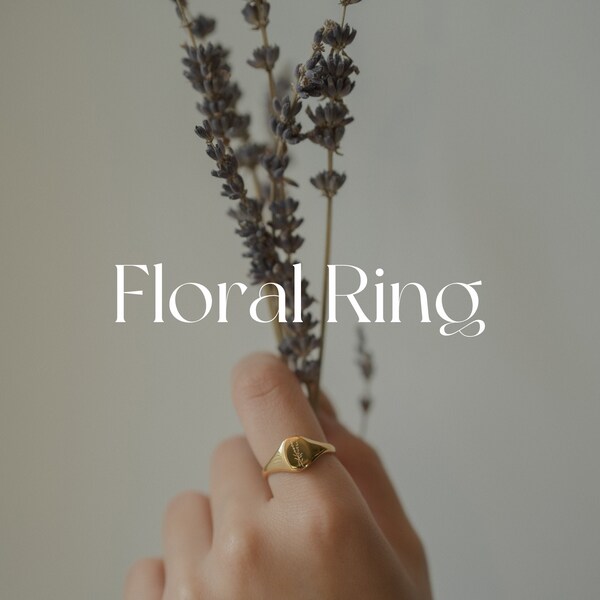 Wildflower Signet Ring - Etsy