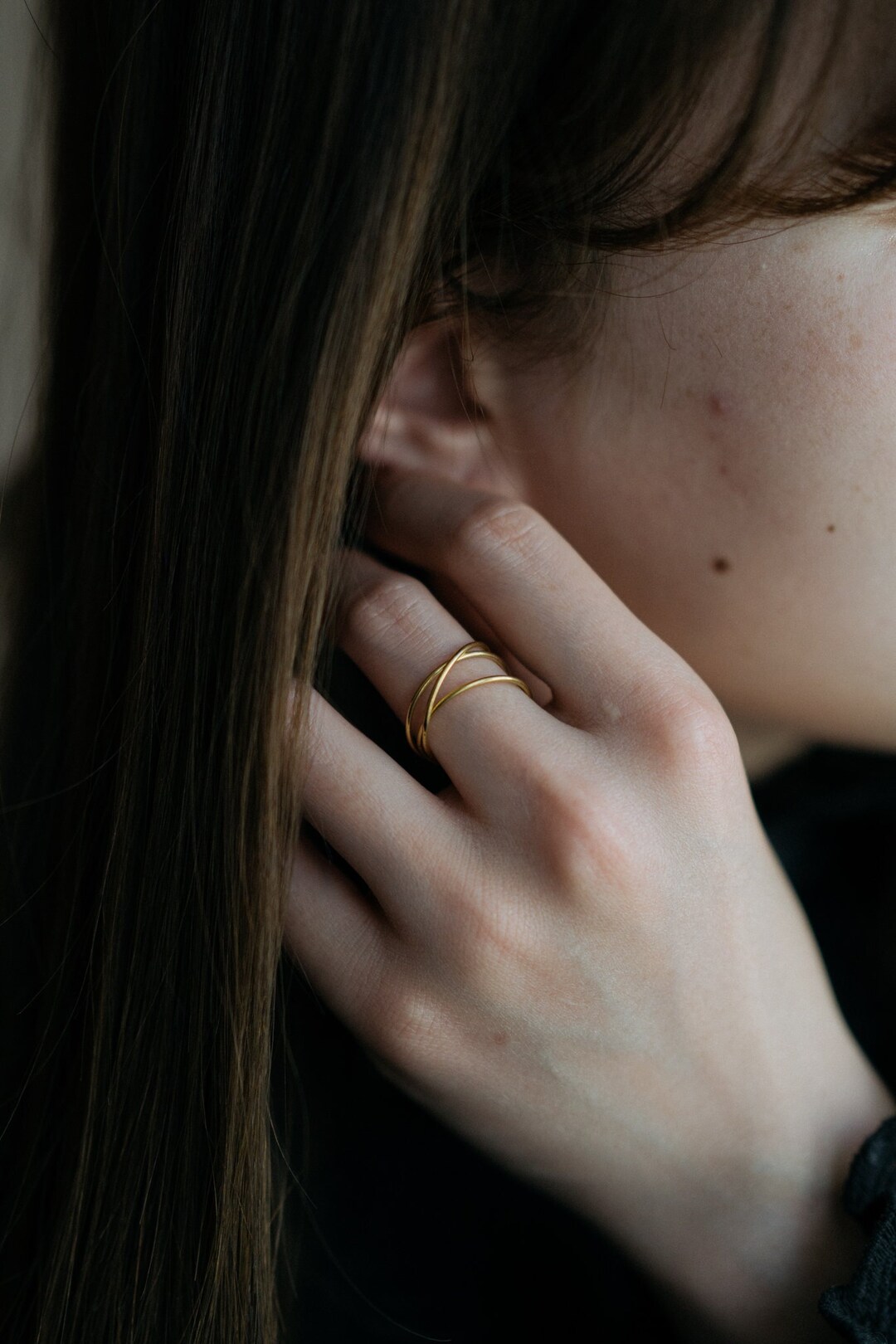 18K Gold Filled Spinner Anxiety Rings Wire Stacking Wrap Rings Dainty ...