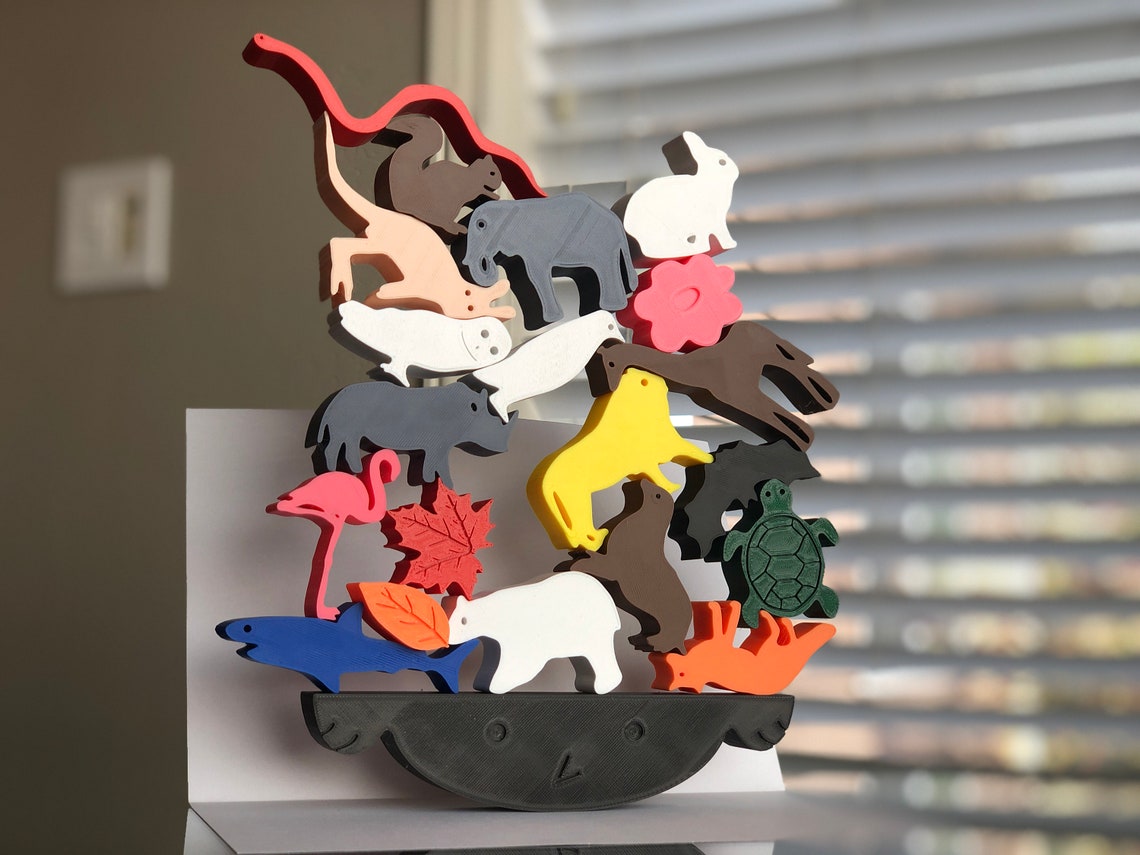 Wildlife Wobble Balancing Game Family Games - Etsy