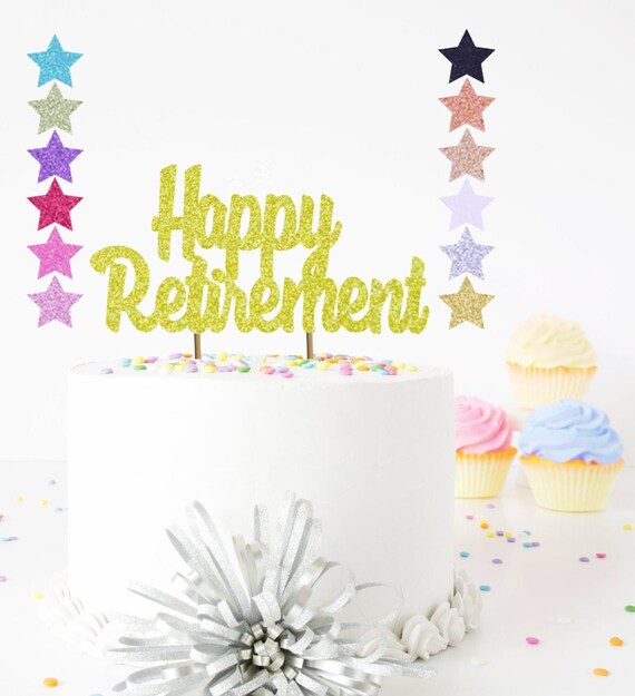 Happy Retirement Glitter Cake Topper in 14 Colours - Etsy UK