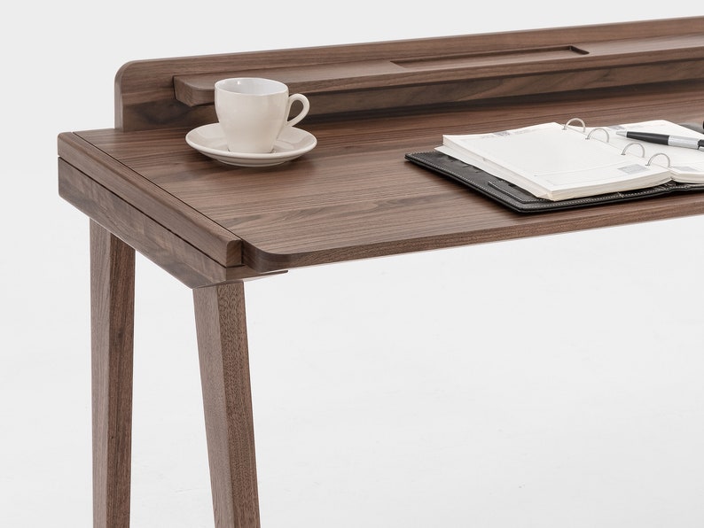Walnut Writing Desk Minimalist Desk Laptop Computer Desk for | Etsy