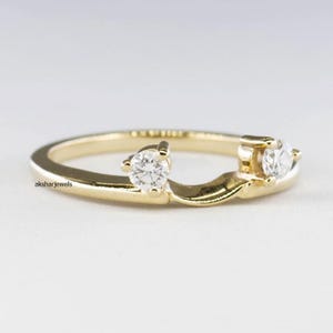 Enhancer Engagement Ring, Two Stone Wedding Ring, Round Cut Moissanite ...