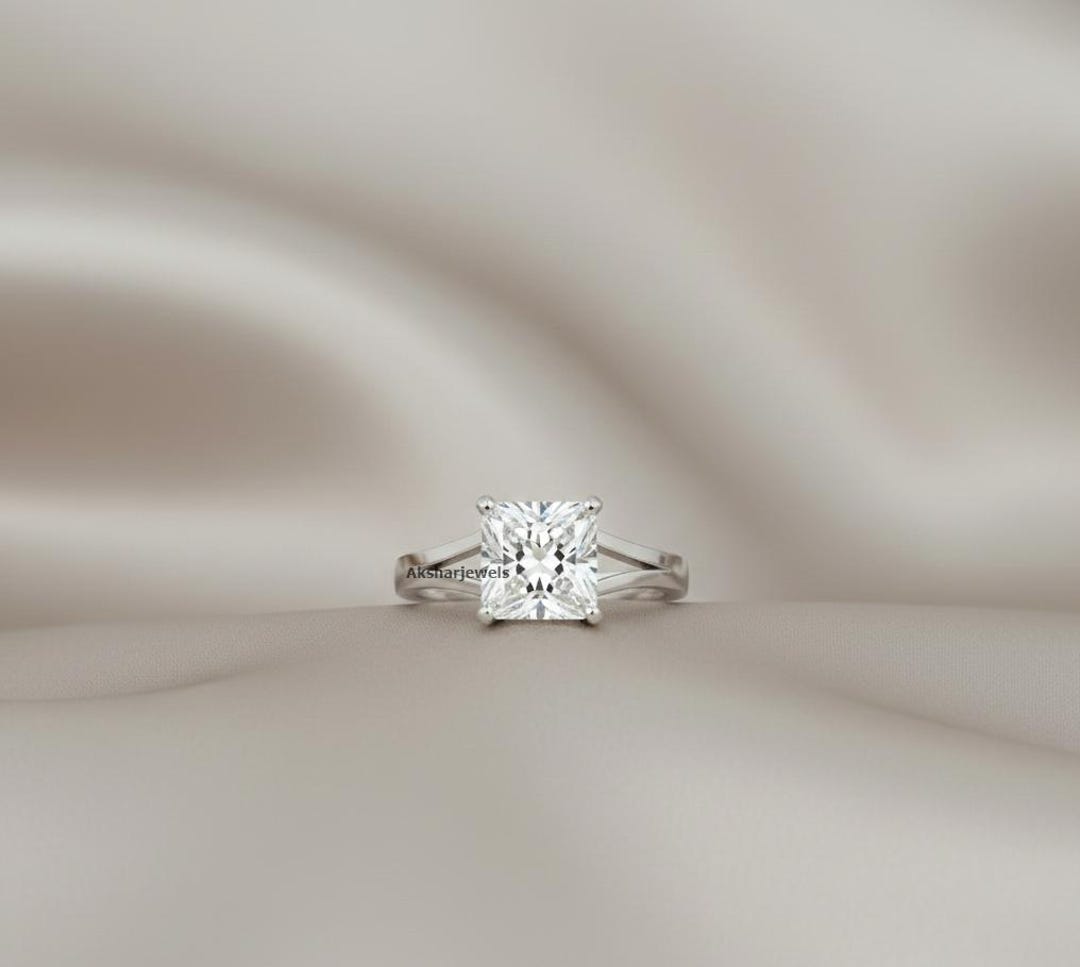 Princess Cut Split Shank Engagement Ring, Split Shank Ring, Princess ...