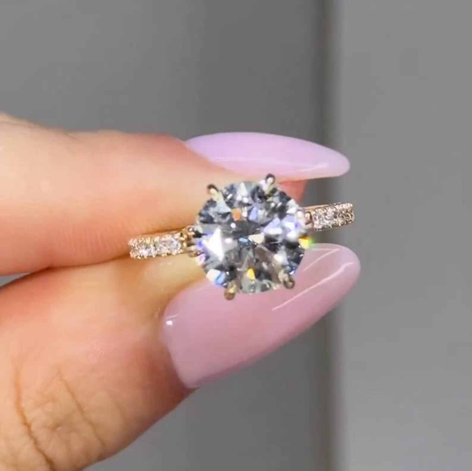 Vintage Art Deco Ring, Round Cut Moissanite Ring, Cathedral Set ...