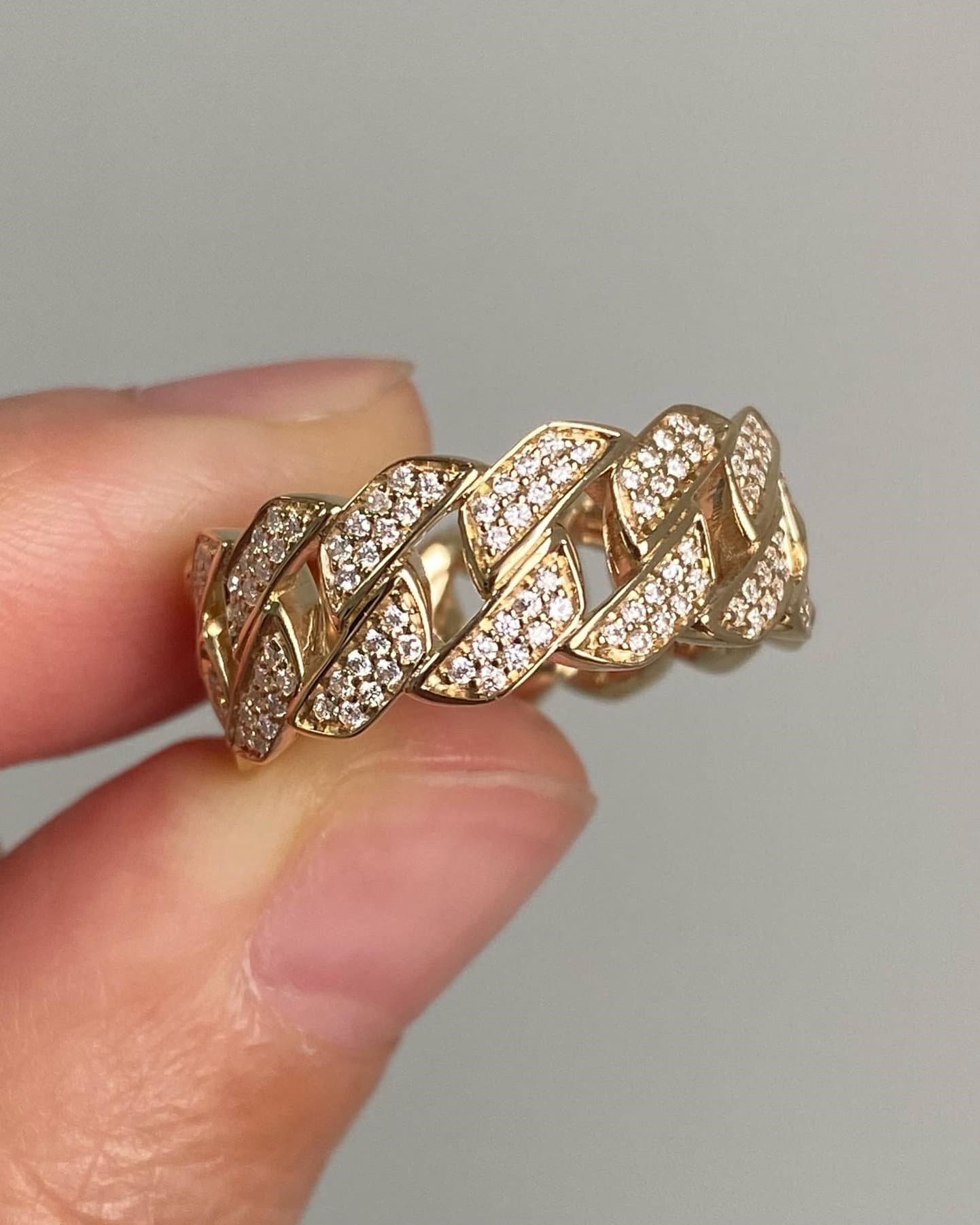 Cuban Chain Ring, Men's Ring, Wide Eternity Band Ring, Round Cut ...