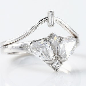 Fancy Shape Ring, Trilliant & Tapered Baguette Cut Moissanite ...