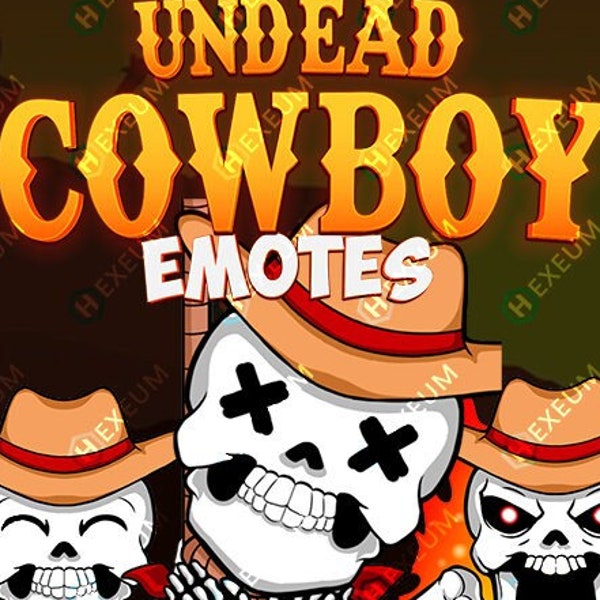 Undead Cowboy Emotes Skeleton Custom Twitch Emotes Pack - Etsy