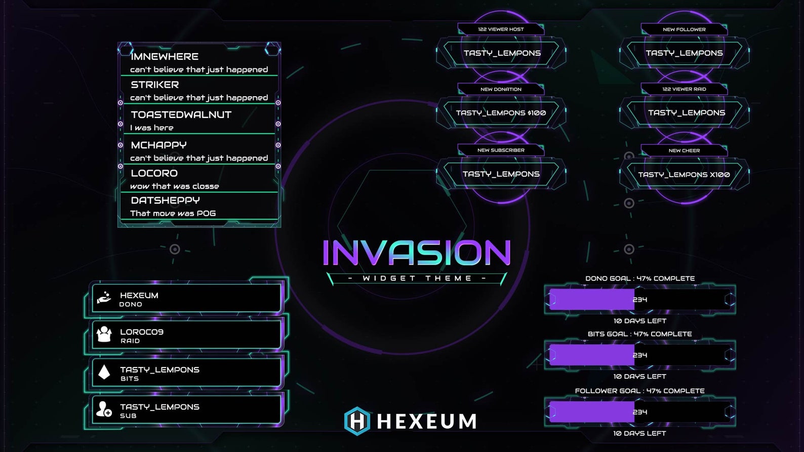 Sci-fi Purple Space Animated OBS Overlay Package : Webcam, Screens ...
