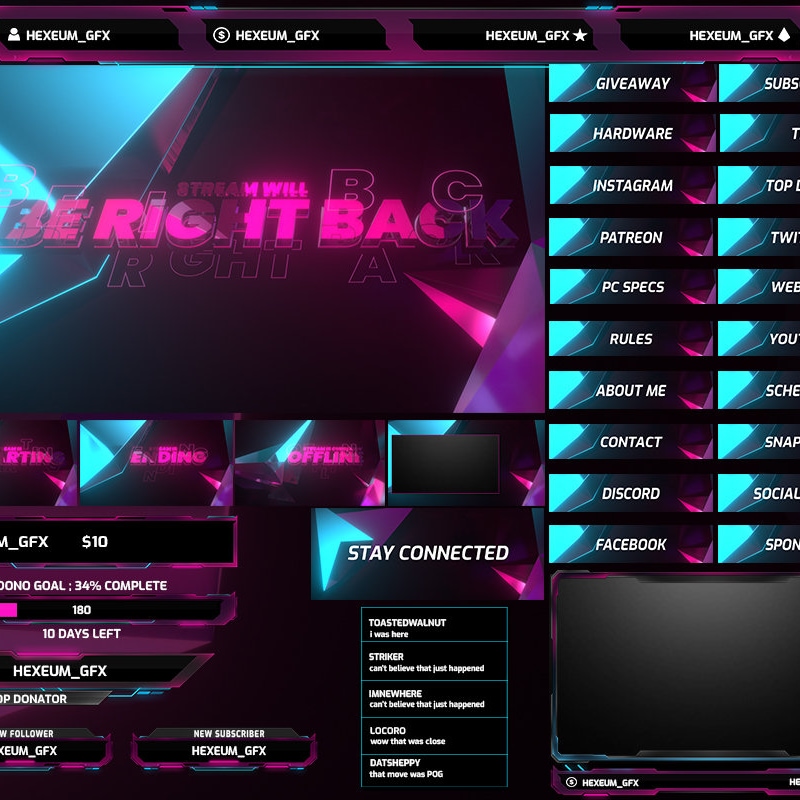 Twitch Overlay Pink - Etsy