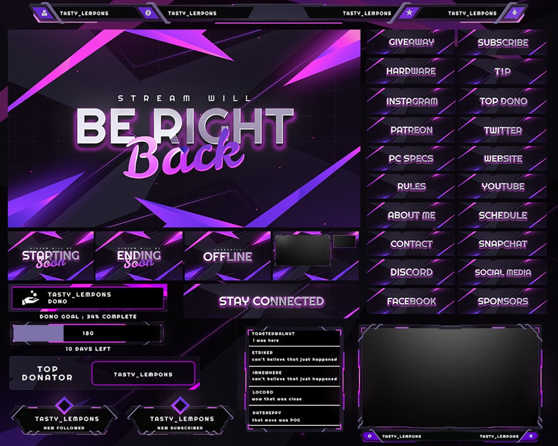 Pink Neon Twitch Overlay Package : Webcam, Screens, Panels, Alerts ... Pink Neon Twitch Overlay Package : Webcam, Screens, Panels, Alerts ...