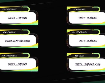 Animated Custom Stream Alerts for Twitch, Green Loop Animated Alert ...