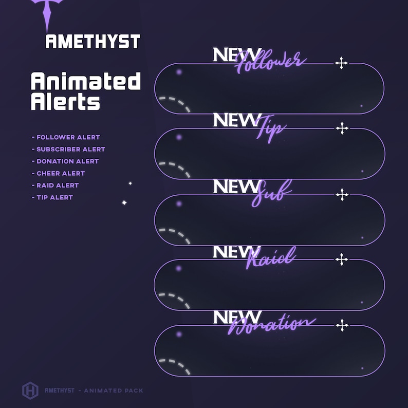 Glowing Purple Animated Alert Package Twitch/astral/vtuber Celestial ...