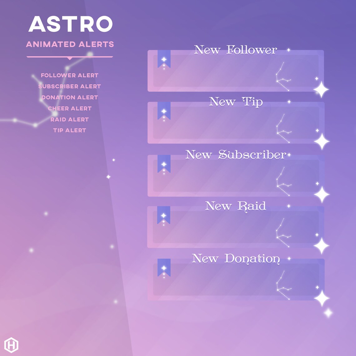 Vtuber Cosmic Animated Alert Package Twitch/animated//astro Artisan ...