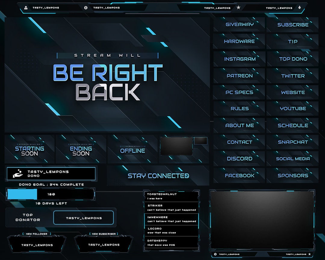 Rainbow Six Siege Twitch Overlay Package for Obs/r6/clean/blue/neon ...