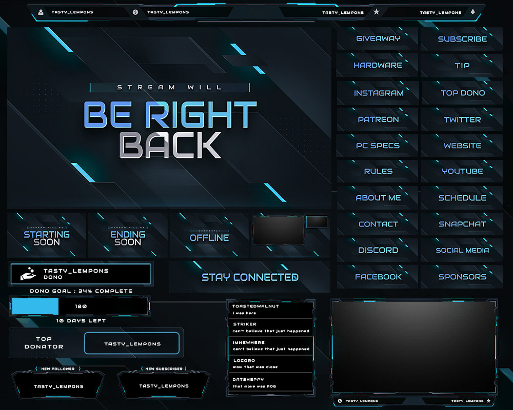 Rainbow Six Siege Twitch Overlay Package for Obs/r6/clean/blue/neon ...