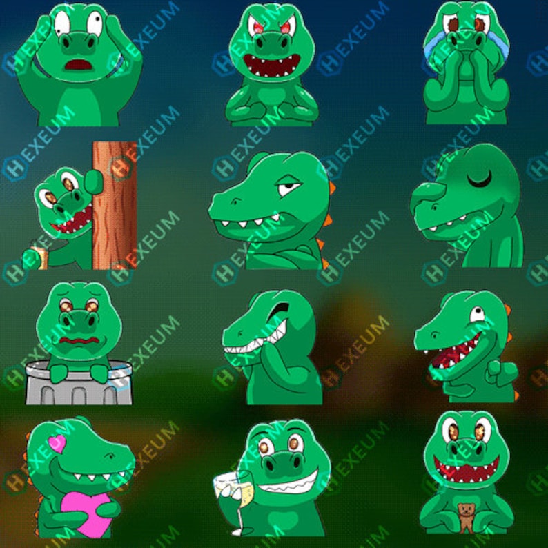 T Rex Emotes Dinosaur Custom Twitch Emotes Pack - Etsy