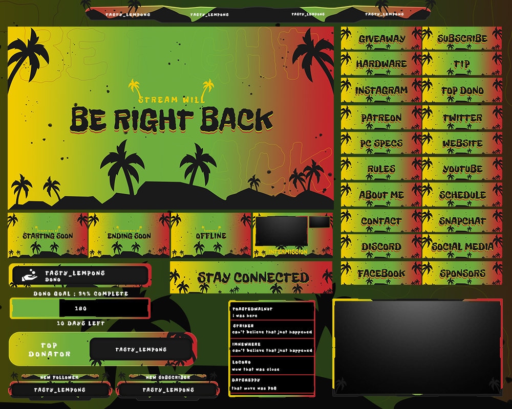 Reggae Twitch Overlay Package for Obs/tropical/island/jamaican/calm ...