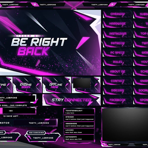Pink Neon Twitch Overlay Package - Etsy Pink Neon Twitch Overlay Package - Etsy