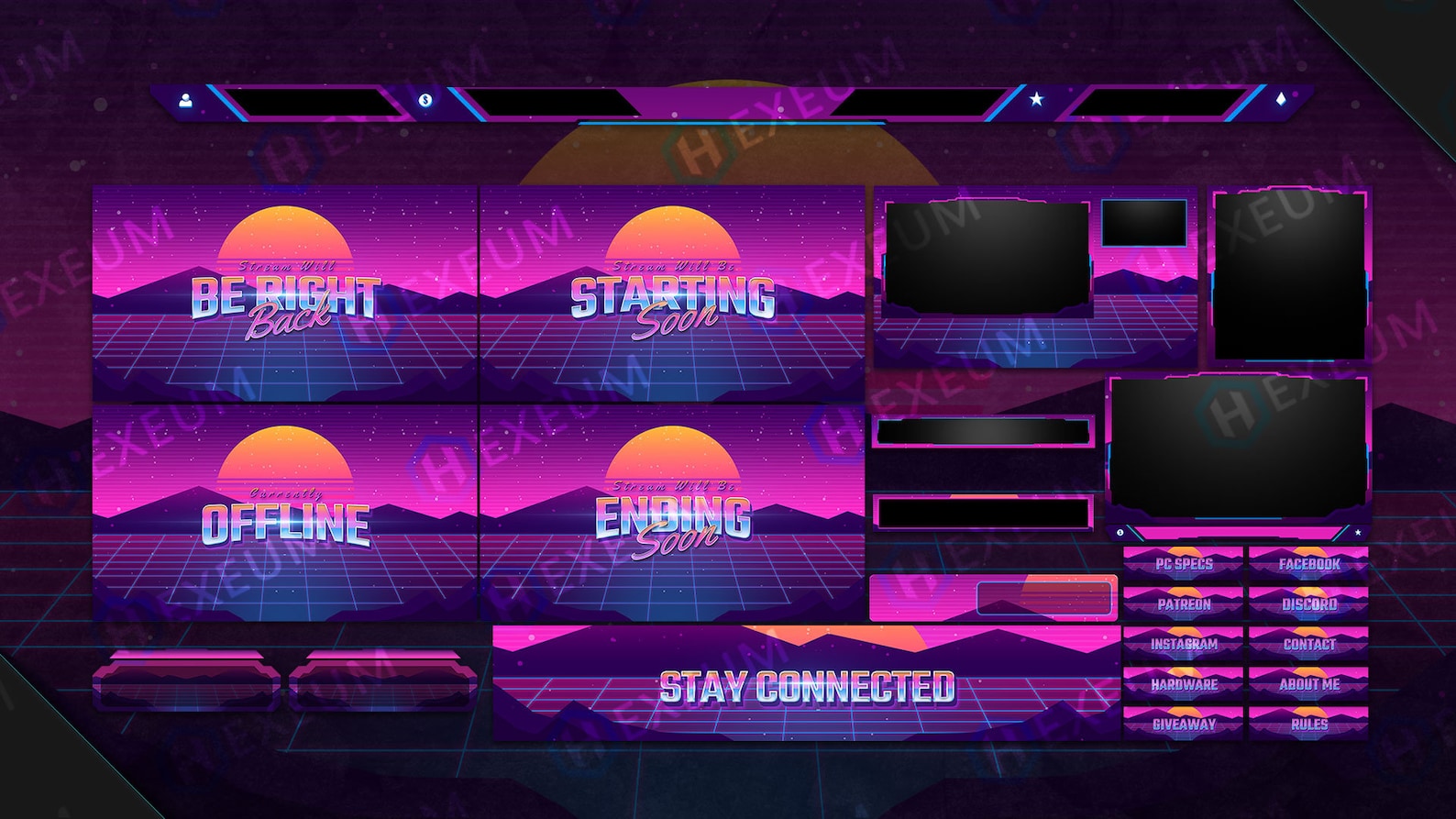 Retro 80's Twitch Overlay Package : Webcam Screens | Etsy