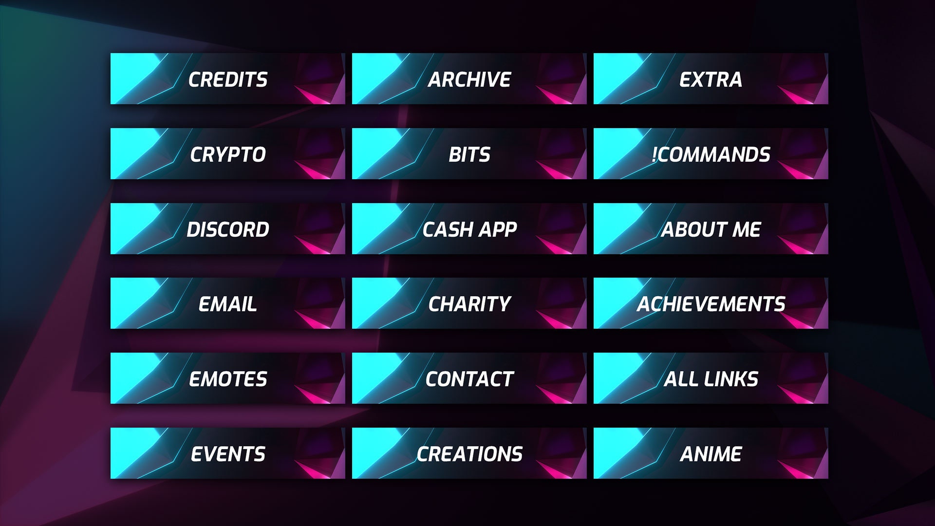 Neon Pink and Blue Twitch Overlay Package for Obs/3d/glowing/minimal ...