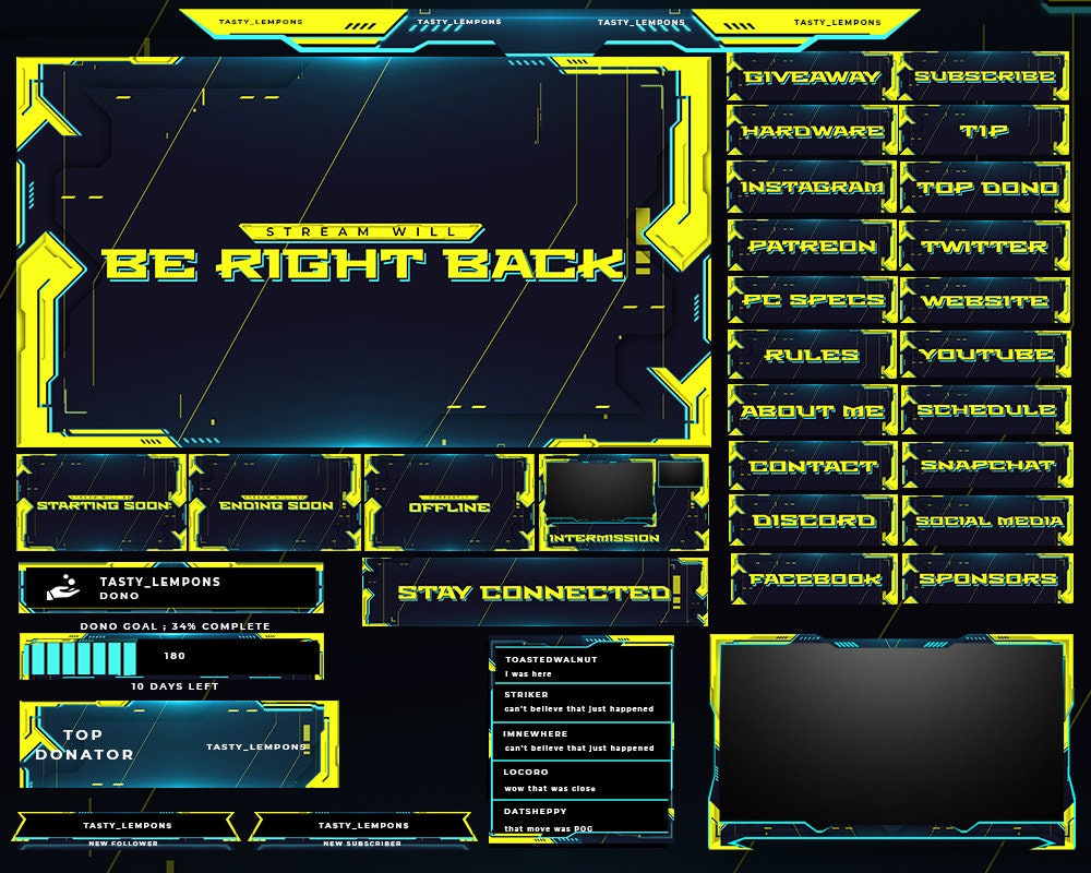 Cyberpunk Animated Twitch Overlay Package : Webcam Screens - Etsy