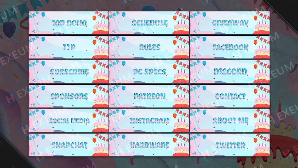 Happy Birthday Animated Twitch Overlay Package : Webcam, Screens ...