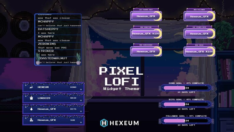 Pixel Twitch Overlay Package for Obs/cute/aesthetic/retro/lofi/calm ...