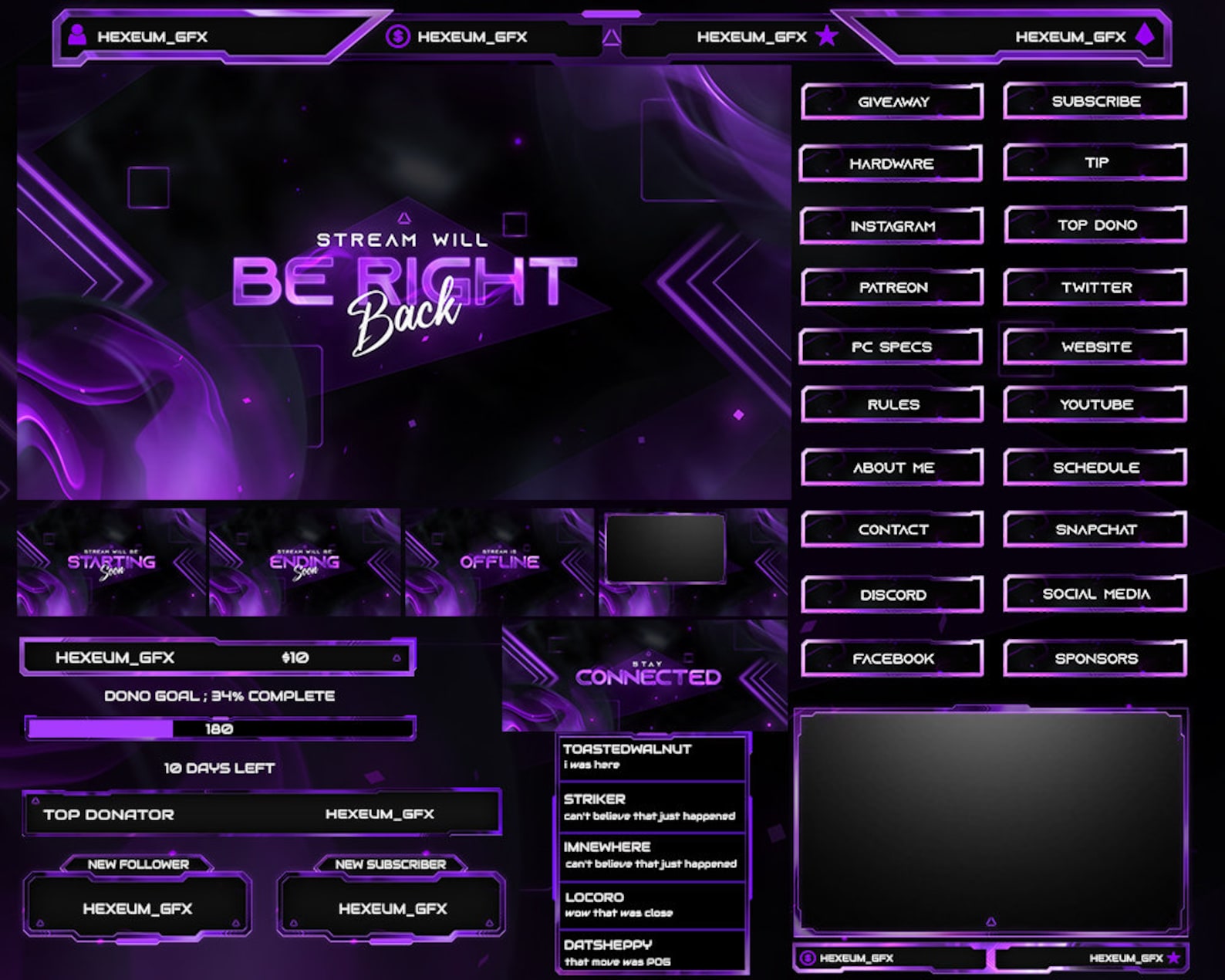 Silky Neon Purple Twitch Overlay Package for OBS - Etsy