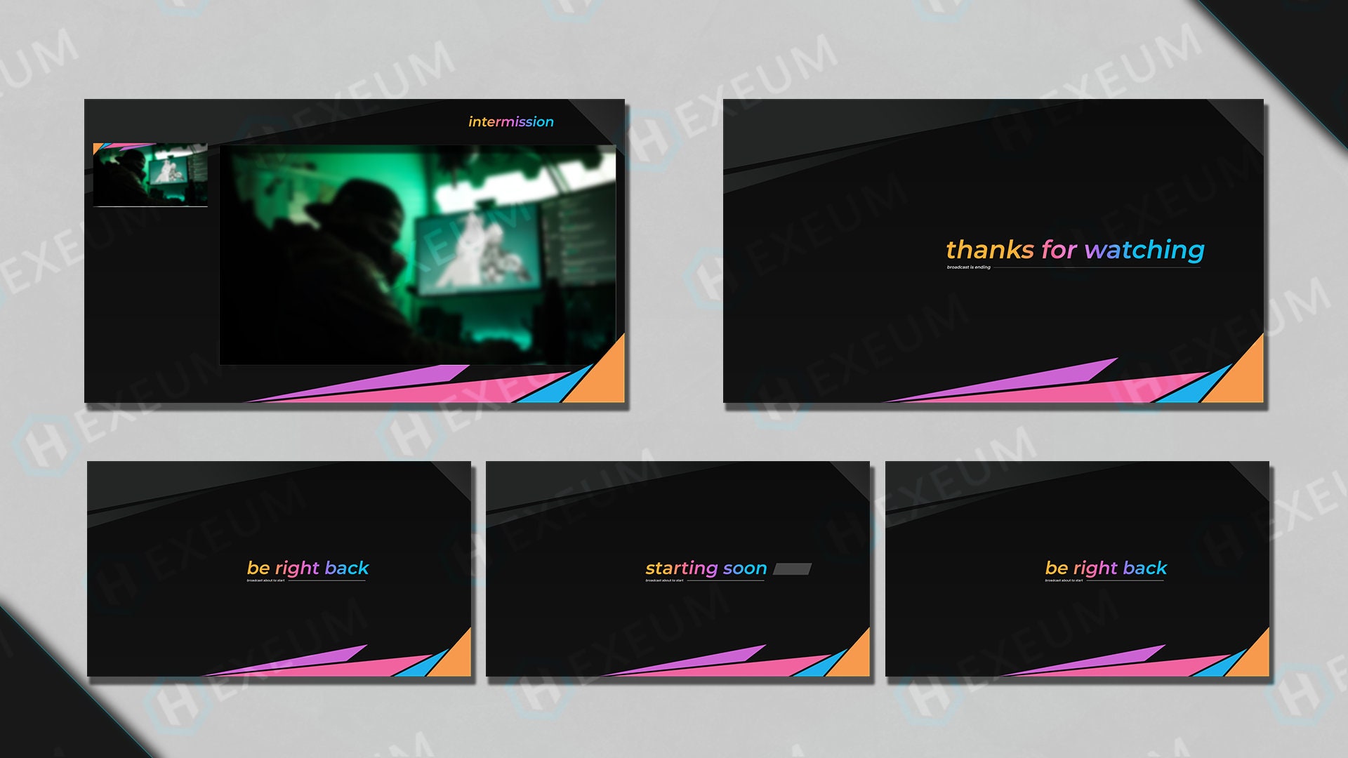 Multicolored Animated Twitch Overlay, Webcam, Screens, Panels, Alerts ...