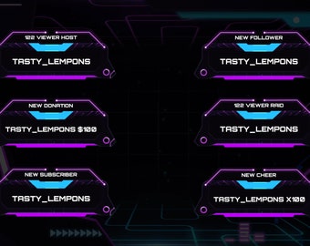 Animated Neon Twitch Alerts in Blue, Purple and Pink Follower ...