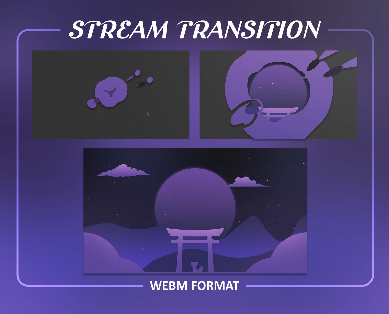 Purple Night Animated Stream Package/transition/stream Overlay/panels ...