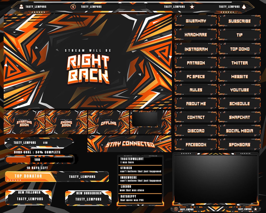 Clean Orange Animated Twitch Overlay - Etsy