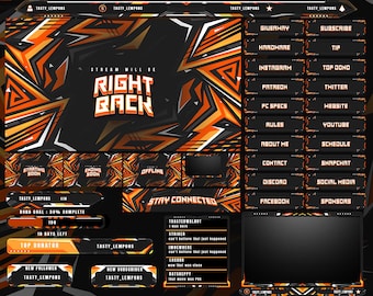 Orange Circle Animated Stream Overlay Pack Twitch Overlay Package ...