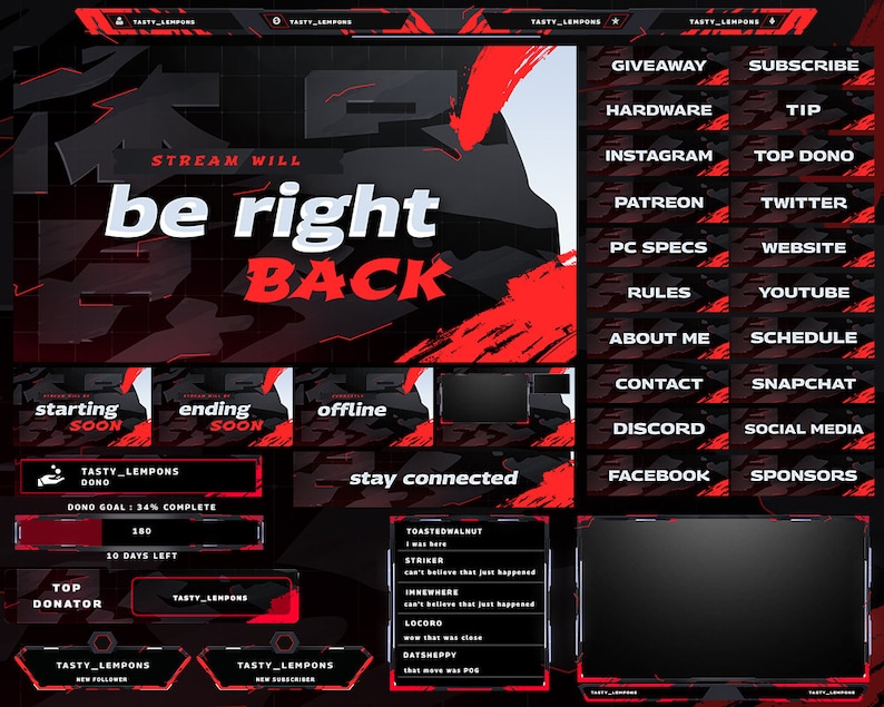 Japanese Red Animated OBS Overlay Package - Etsy