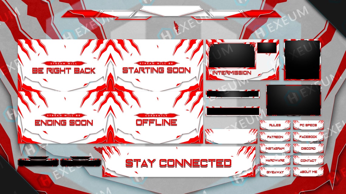 Red and White Animated Twitch Overlay Package : Webcam | Etsy