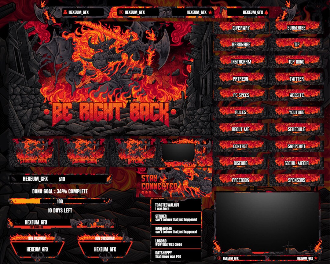 Heavy Metal Twitch Overlay Package for Obs/fire/dark Souls/diablo ...