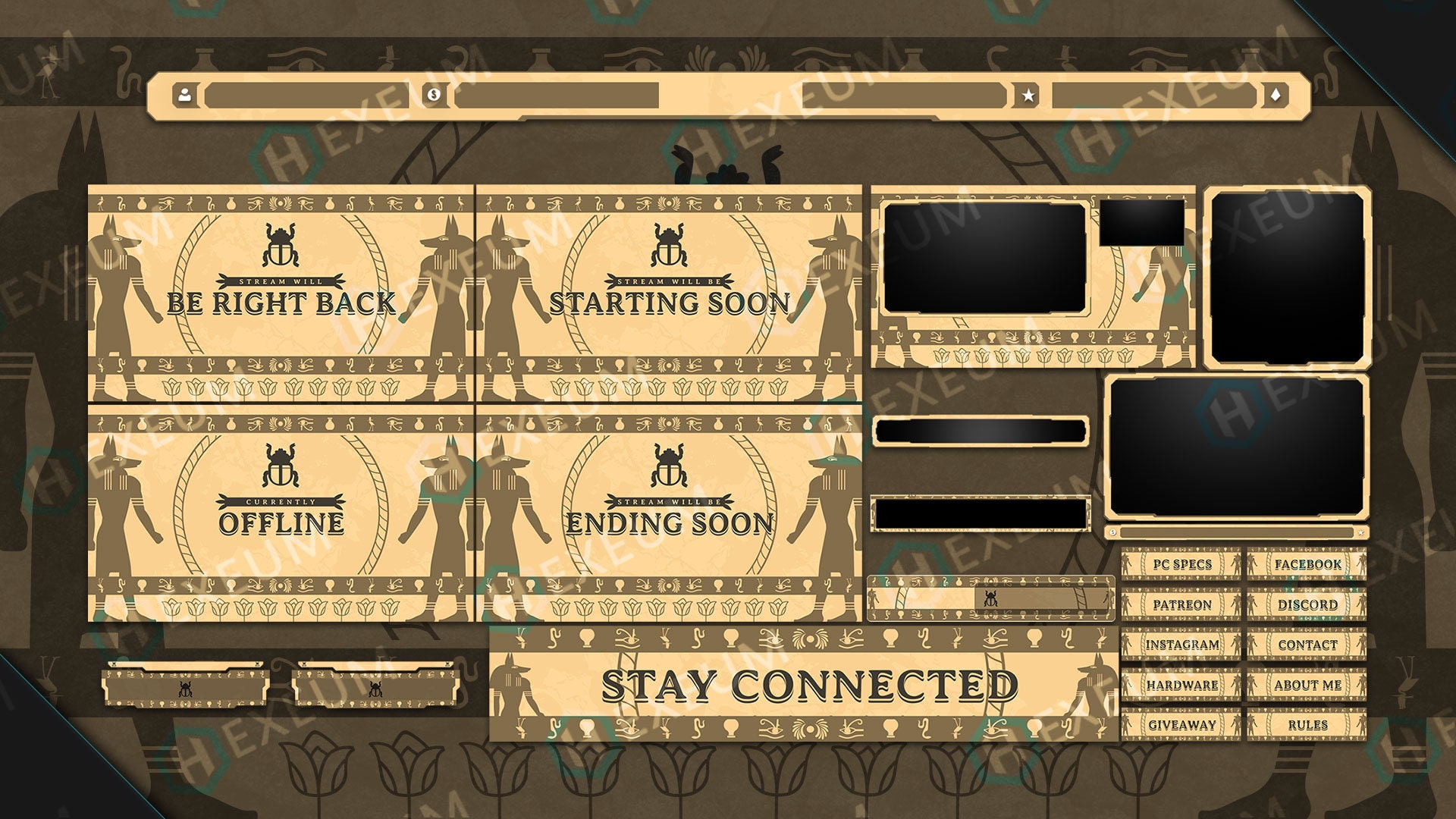 Ancient Egypt Twitch Overlay Package for Obs/aesthetic/fantasy/vtuber ... Ancient Egypt Twitch Overlay Package for Obs/aesthetic/fantasy/vtuber ...