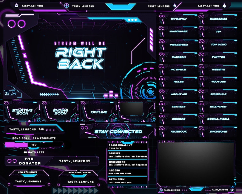 Cyber Neon Twitch Overlay Package for - Etsy