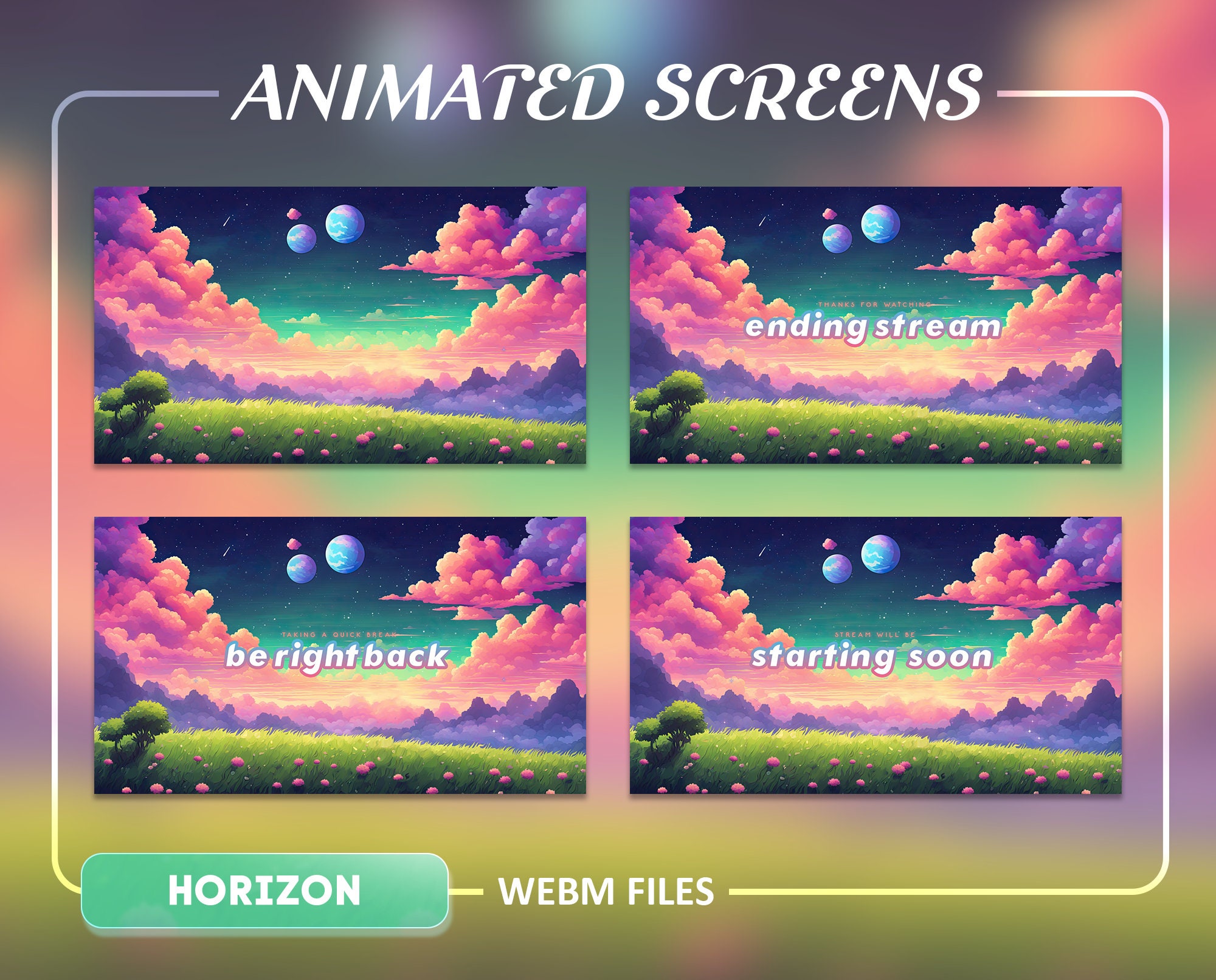 Vibrant Cosmic Animated Screens Package/vtuber/animated/space/bubblegum ...