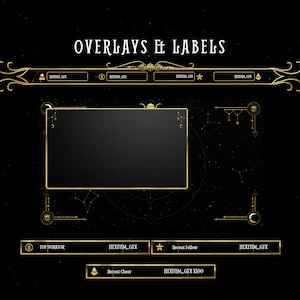 Gold Celestial Animated Twitch Overlay Package for Obs/fantasy/black ...