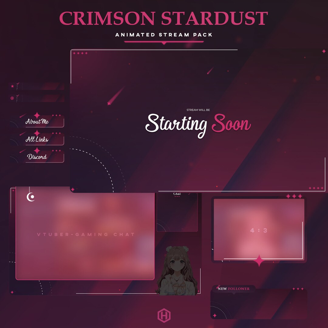 Crimson Stardust Twitch Pack/transition/panels/dark Red/twitch Set/dark ...