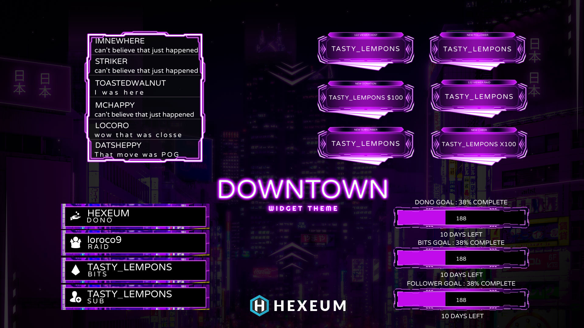 Neon Japanese City Twitch Overlay Package for OBS /tokyo/glowing ...