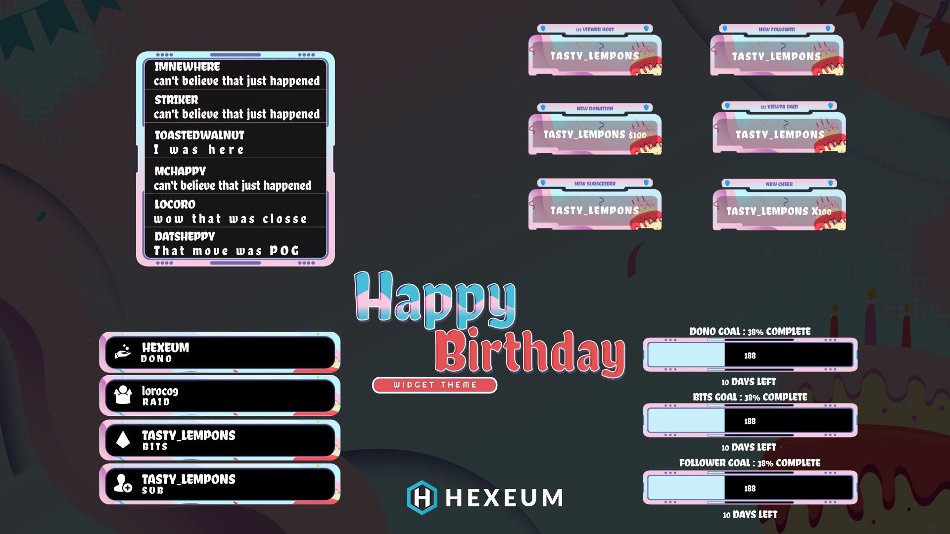 Happy Birthday Animated Twitch Overlay Package : Webcam, Screens ...