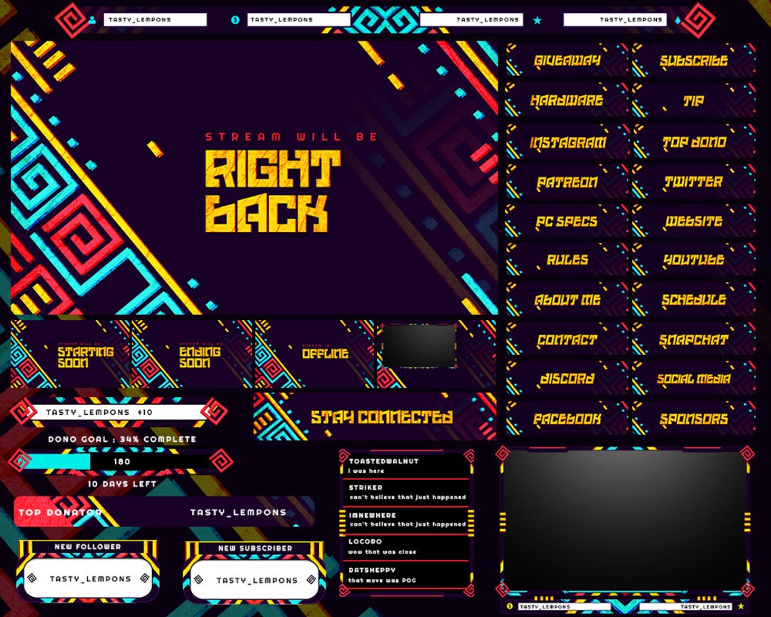 Aztec Twitch Overlay Package for Obs/ancient/vibrant/historic/mythology ...