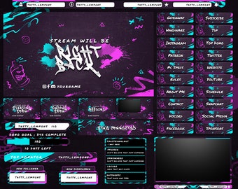 Twitch Neon Animated Overlay Blue and Pink Neon Stream - Etsy